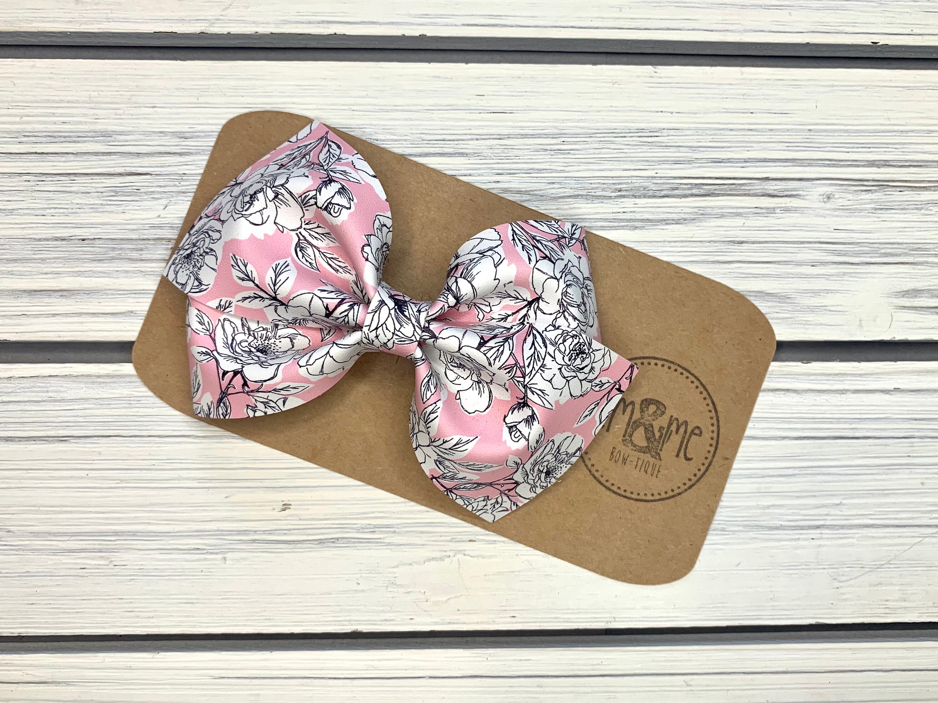 5 Doodle Rose Hair Bow Pink Bow Rose Bow Black and White - Etsy