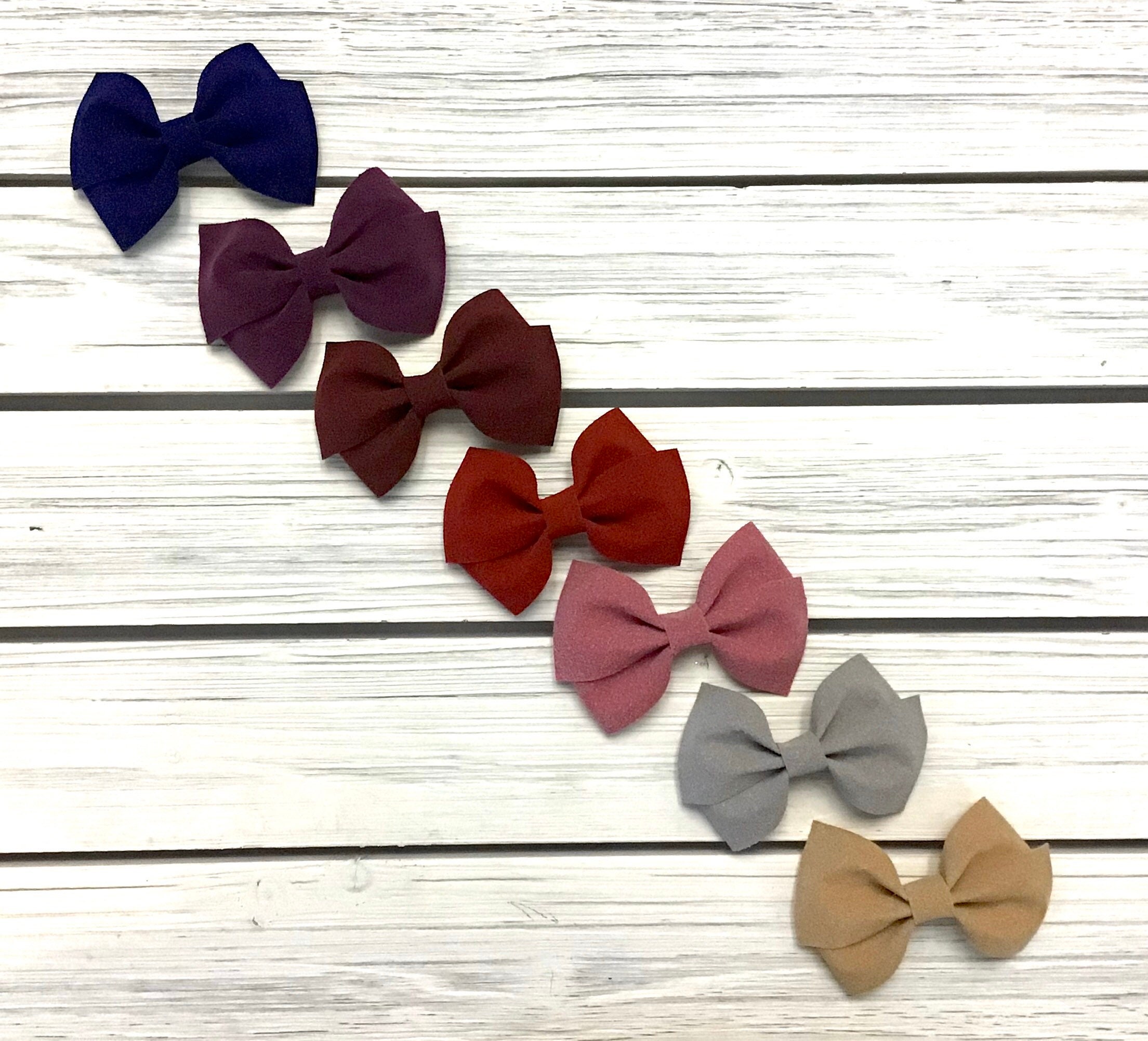 CLEARANCE Faux Suede Bows blue bow purple maroon bow red | Etsy