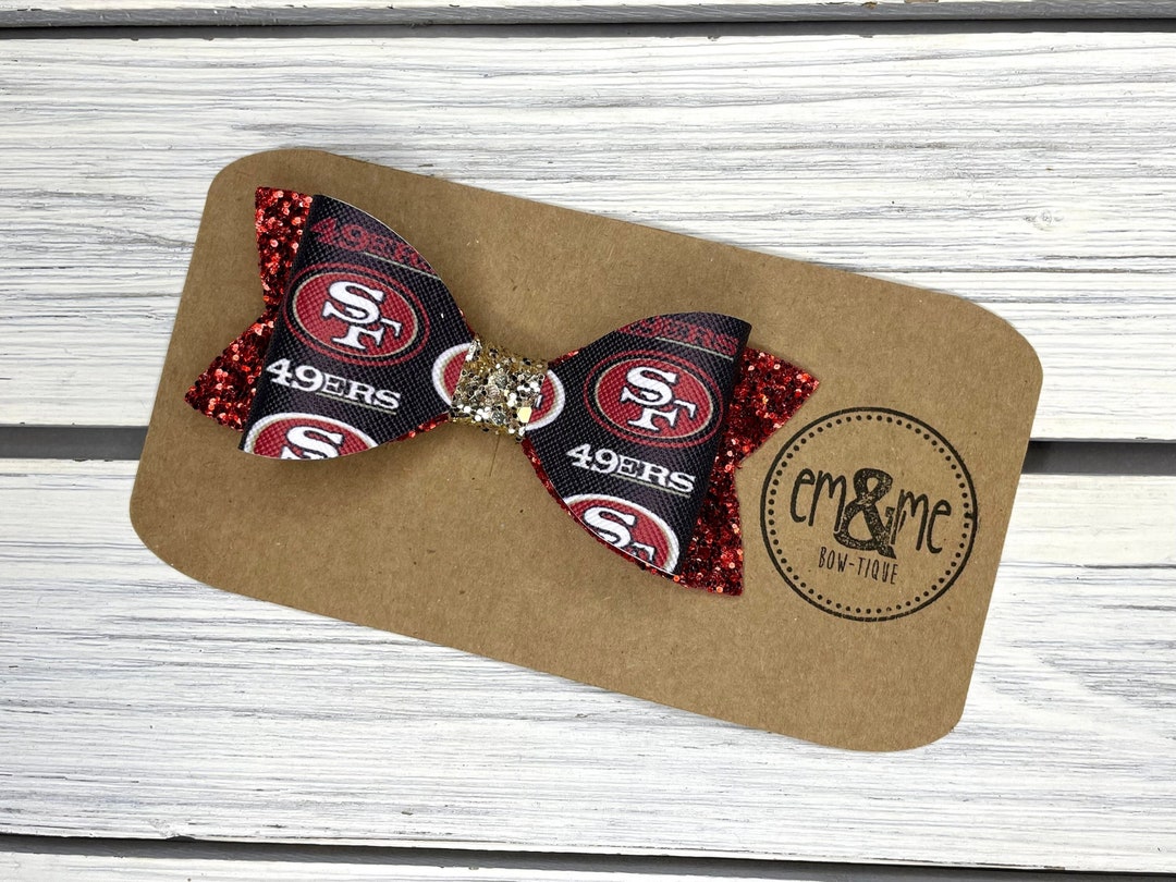 49ers Faux Leather Glitter Hair Bow: Football Team Accessory - Etsy