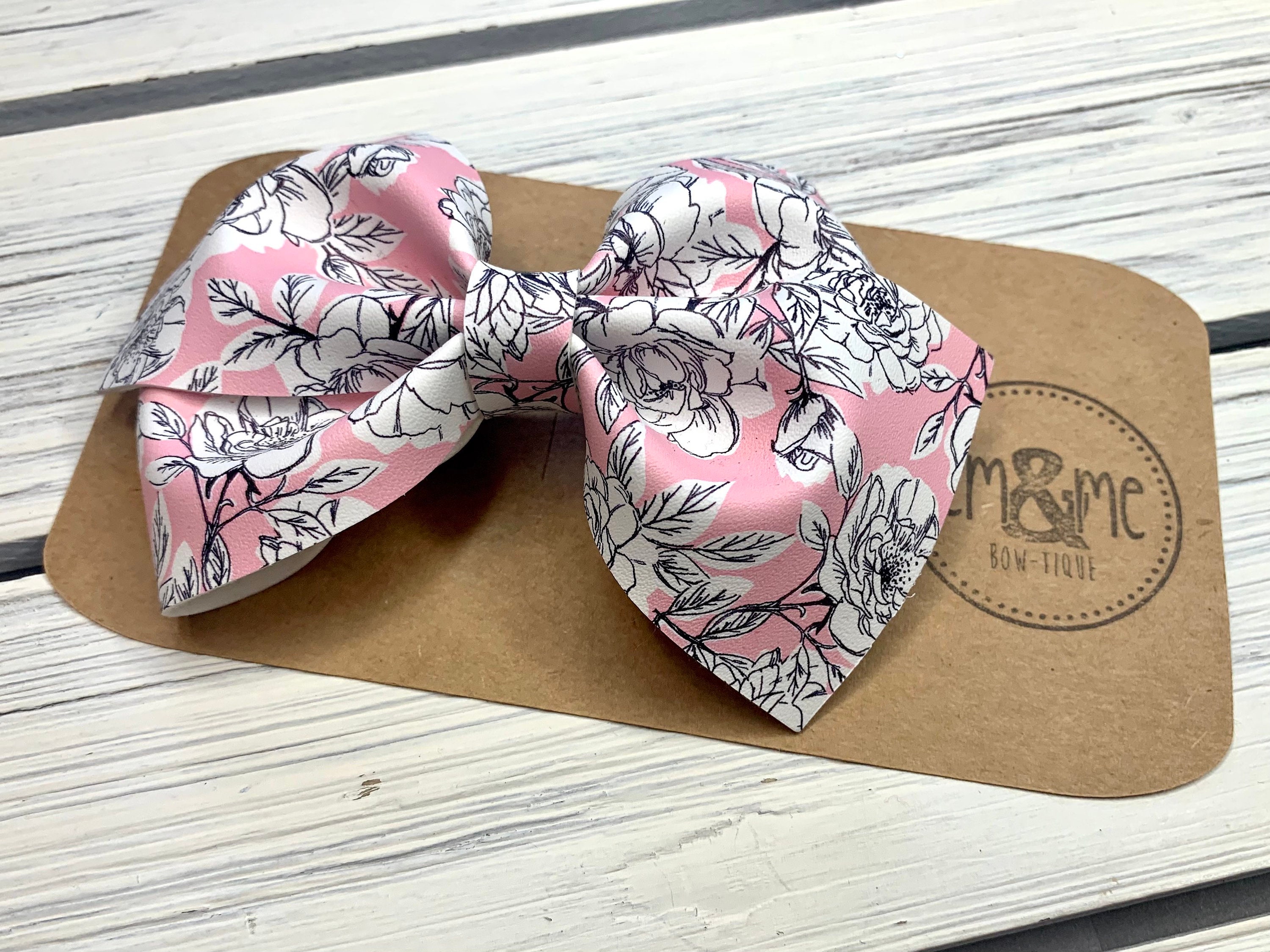 5 Doodle Rose Hair Bow Pink Bow Rose Bow Black and White | Etsy