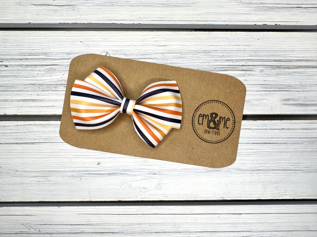 CLEARANCE Orange, Yellow, Black, and White Striped Hair Bow - Etsy