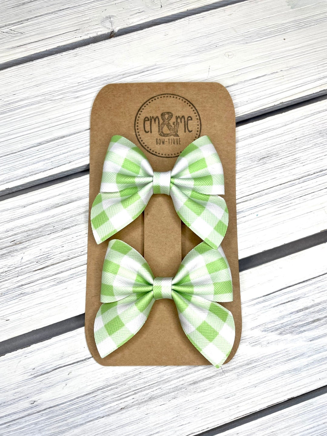 Green and White Plaid Sailor Style Pigtail Hair Bows - Etsy