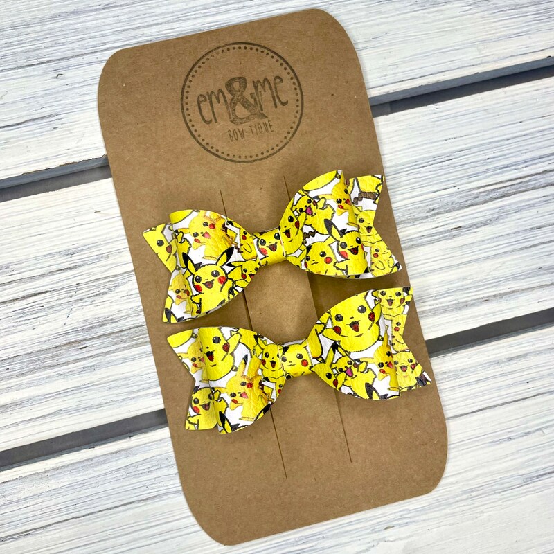 Pikachu Hair Bow Clips - Etsy