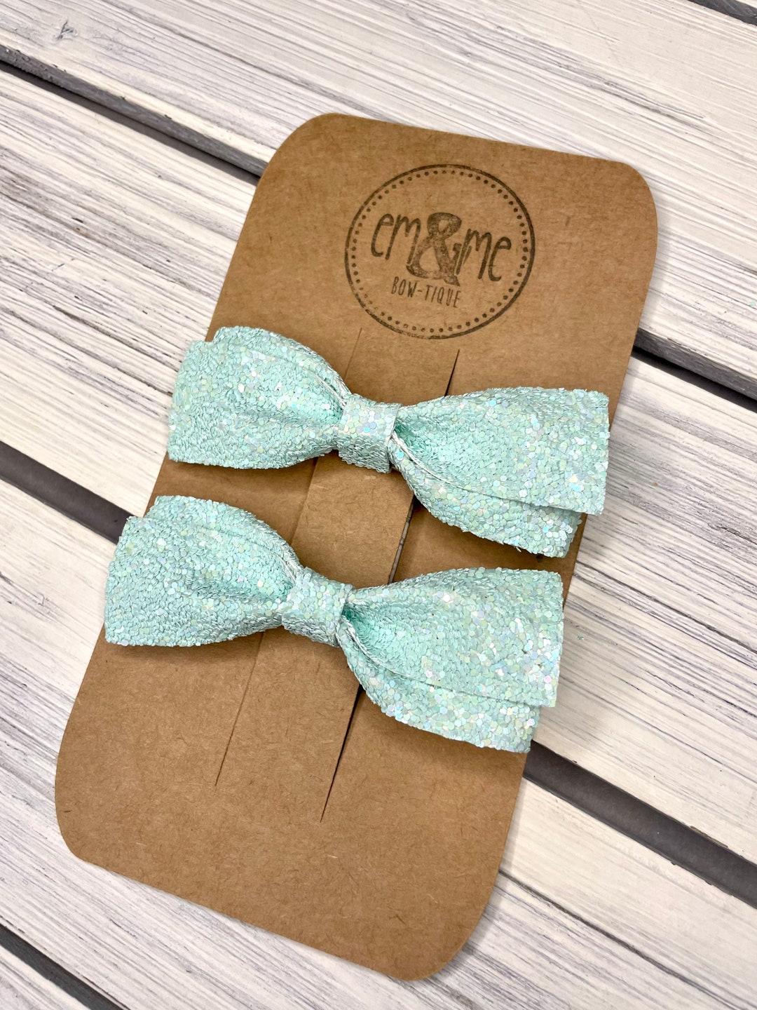 3” Light Teal Blue Glitter Pigtail Hair Bows - Etsy