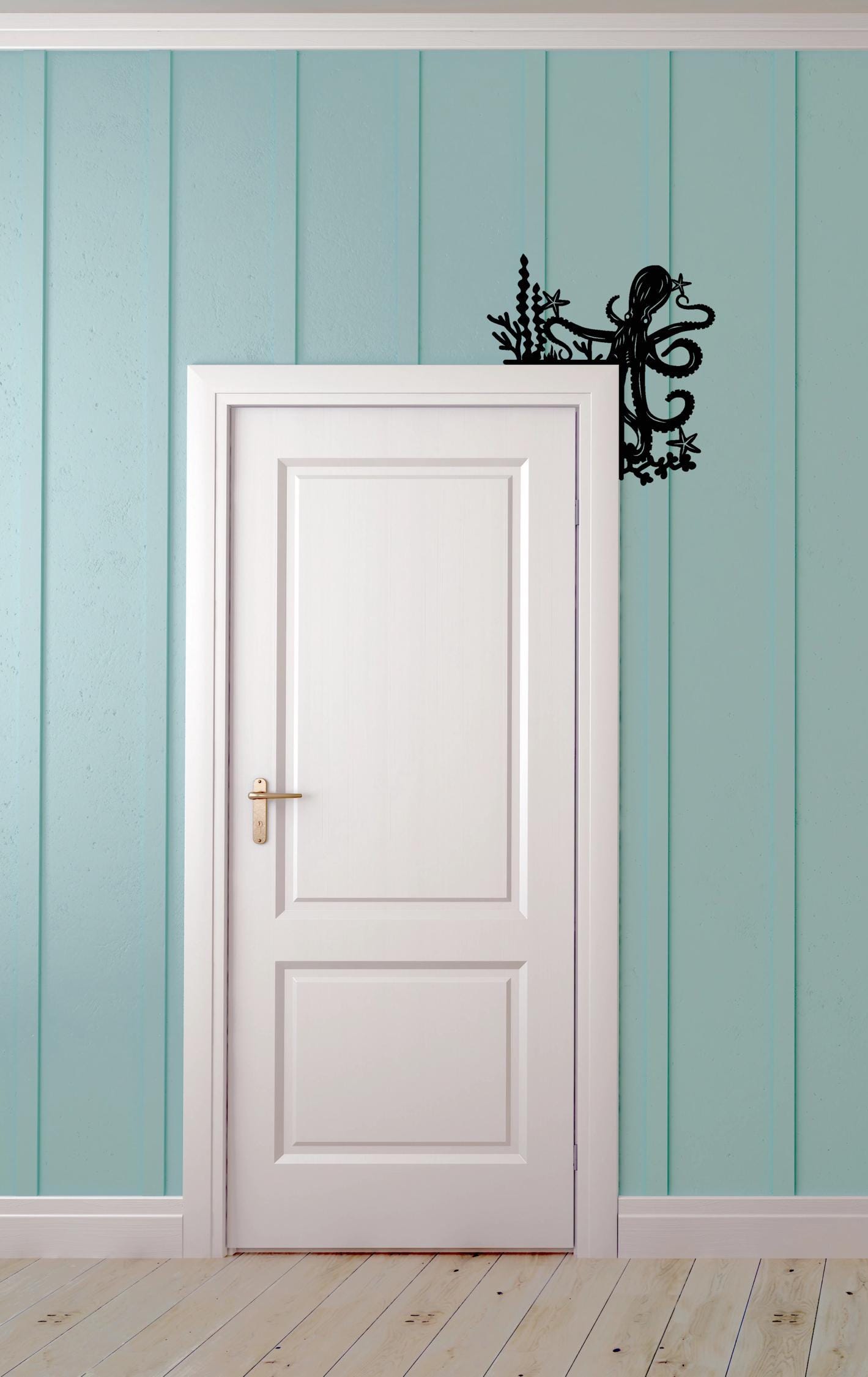 Octopus Door Topper, Ocean Theme Children's Door Corner Sign, Coastal ...