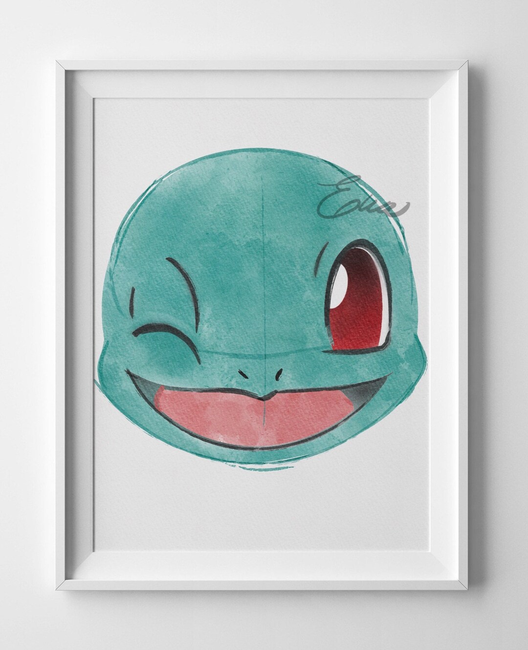 Pokémon Squirtle Digital Watercolor Art Print With Outline - Etsy