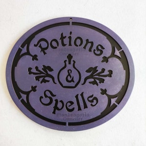 POTIONS AND SPELLS Wall Sign, Magic and Witchy Home Decor, Herbalist ...