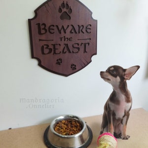BEWARE THE BEAST Sign, Dog Wall Decor, Animal Lover Decoration, Funny ...