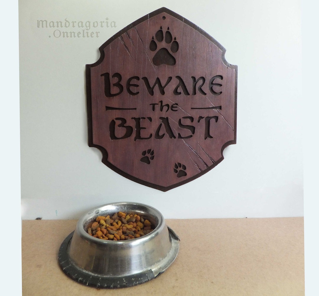 BEWARE THE BEAST Sign, Dog Wall Decor, Animal Lover Decoration, Funny ...