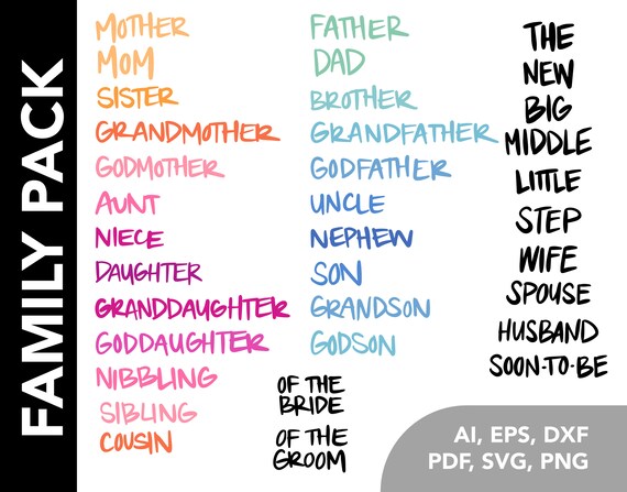 Family Pack DIGITAL DOWNLOAD ai Eps Dxf Pdf Svg Png - Etsy Canada