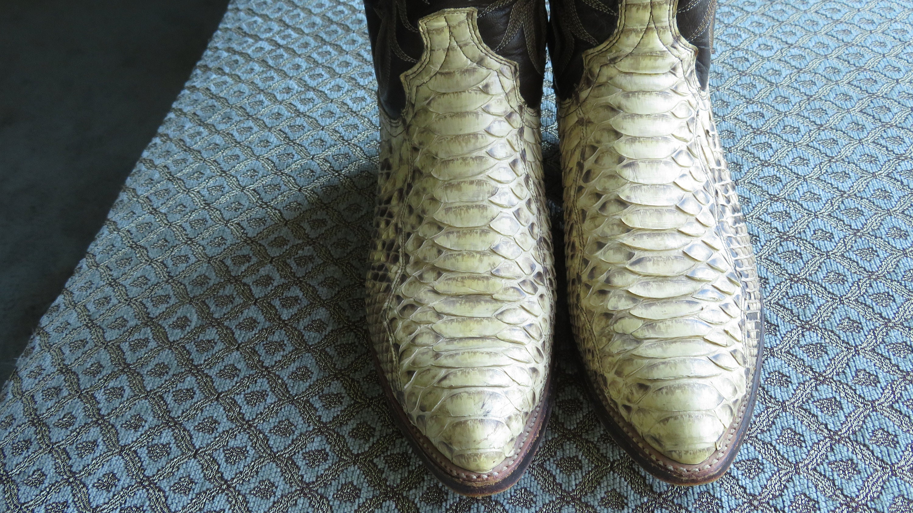 Pair of Dan Post Snakeskin and Brown Leather Women's Boots Size 12 - Etsy