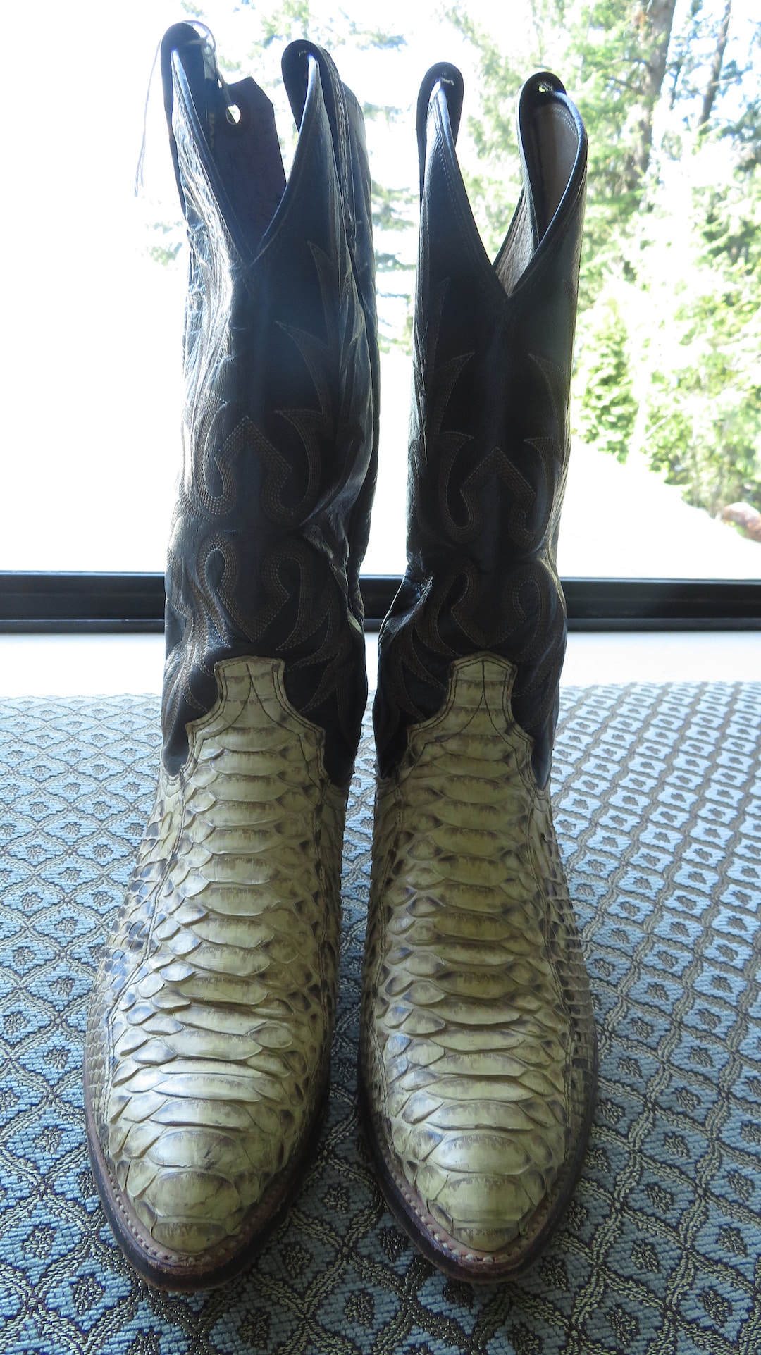 Pair of Dan Post Snakeskin and Brown Leather Women's Boots Size 12 - Etsy