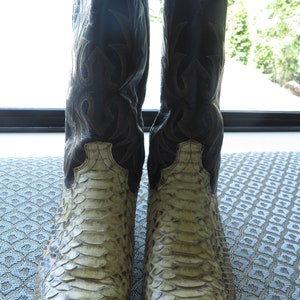 Pair of Dan Post Snakeskin and Brown Leather Women's Boots Size 12 - Etsy