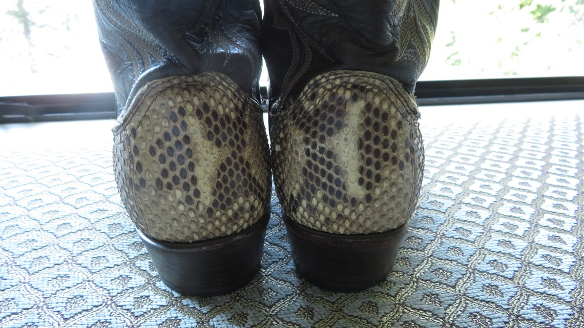 Pair of Dan Post Snakeskin and Brown Leather Women's Boots Size 12 - Etsy
