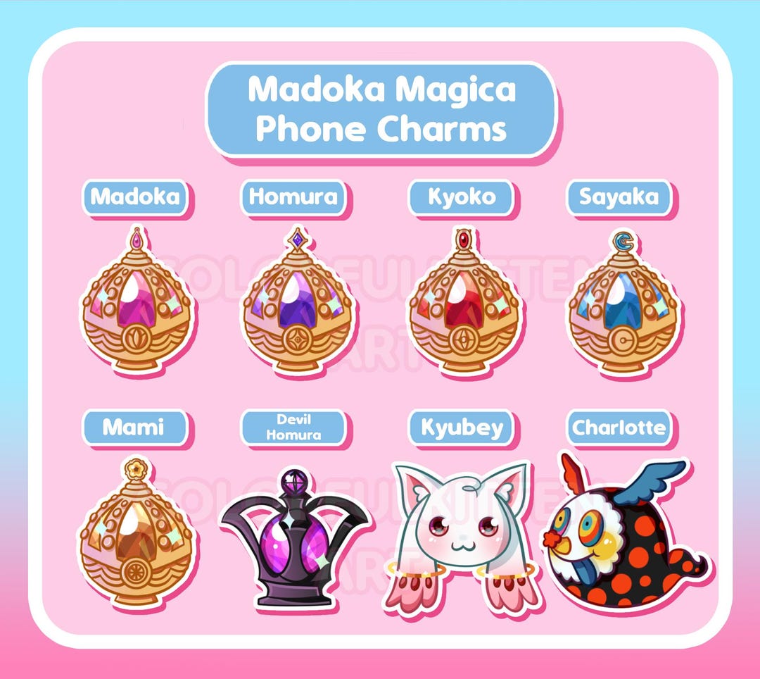 Puella Magi Madoka Magica Holographic Soul Gem Cell Charms 1.5in (3.8cm ...