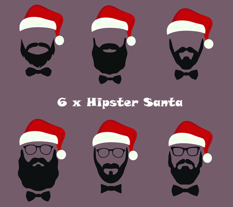 6 X Hipster Santa SVG Png Eps Dxf Jpg Psd - Etsy