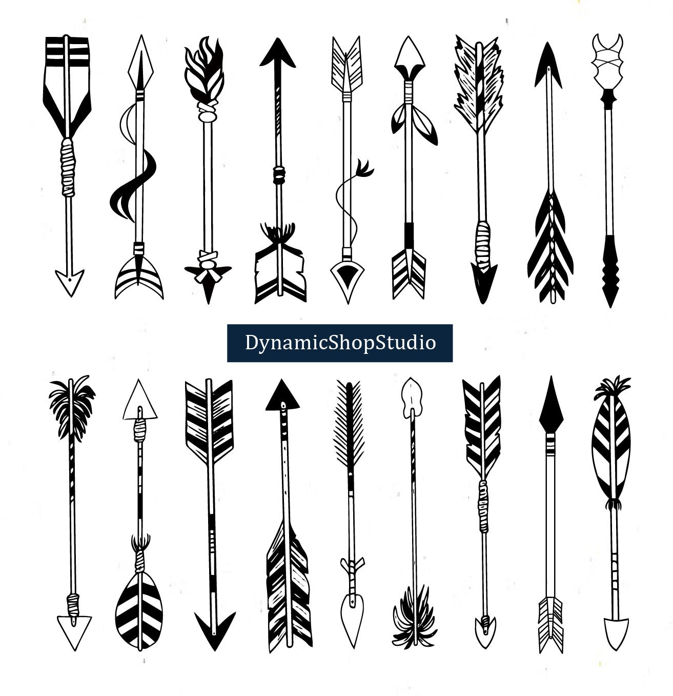 18 X Vintage Arrows Bundle SVG, Tribal Arrow, Arrows Silhouette, Arrow ...