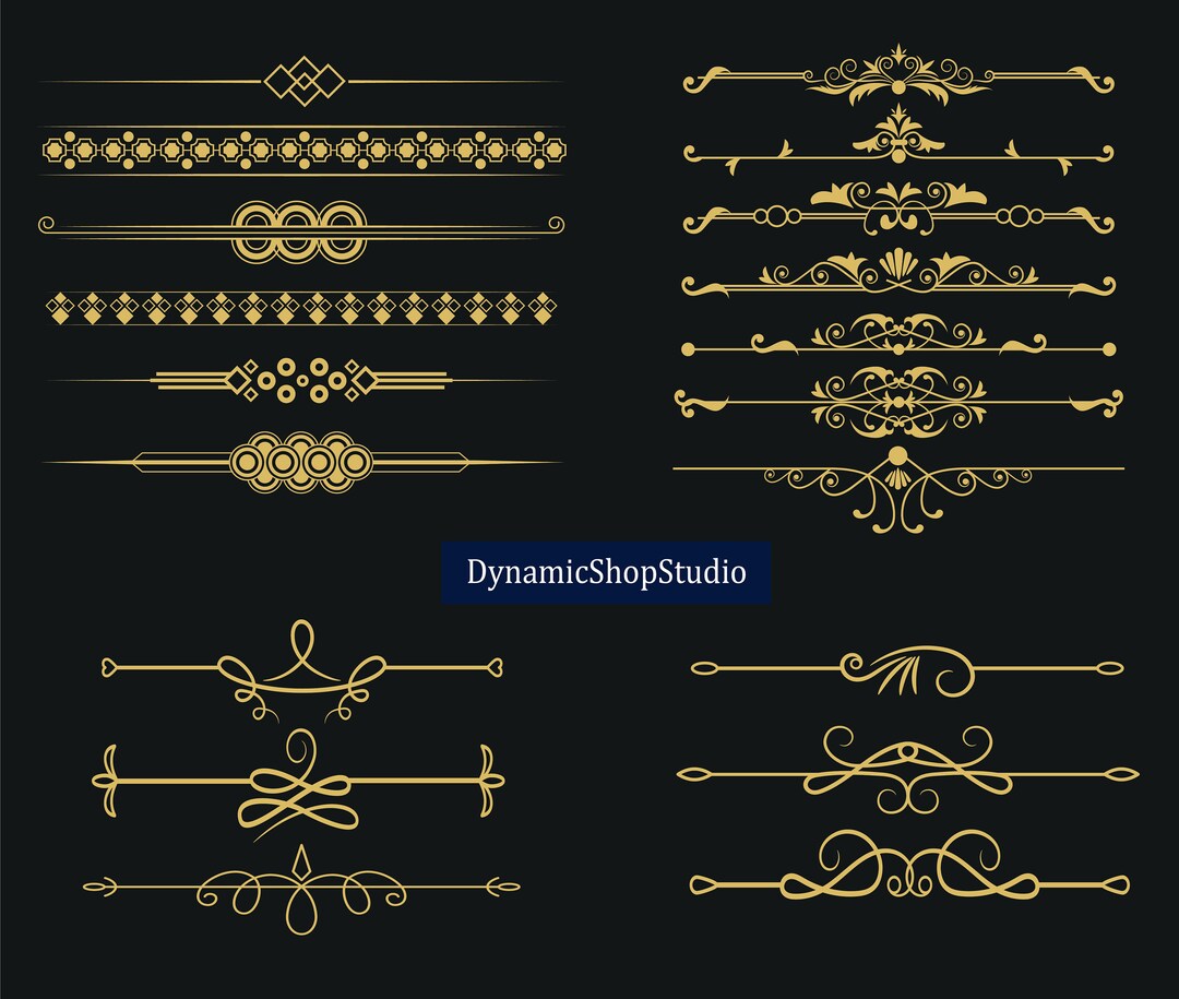 19 X Vintage Text Dividers, Decorative Elements, Dividers Borders SVG ...