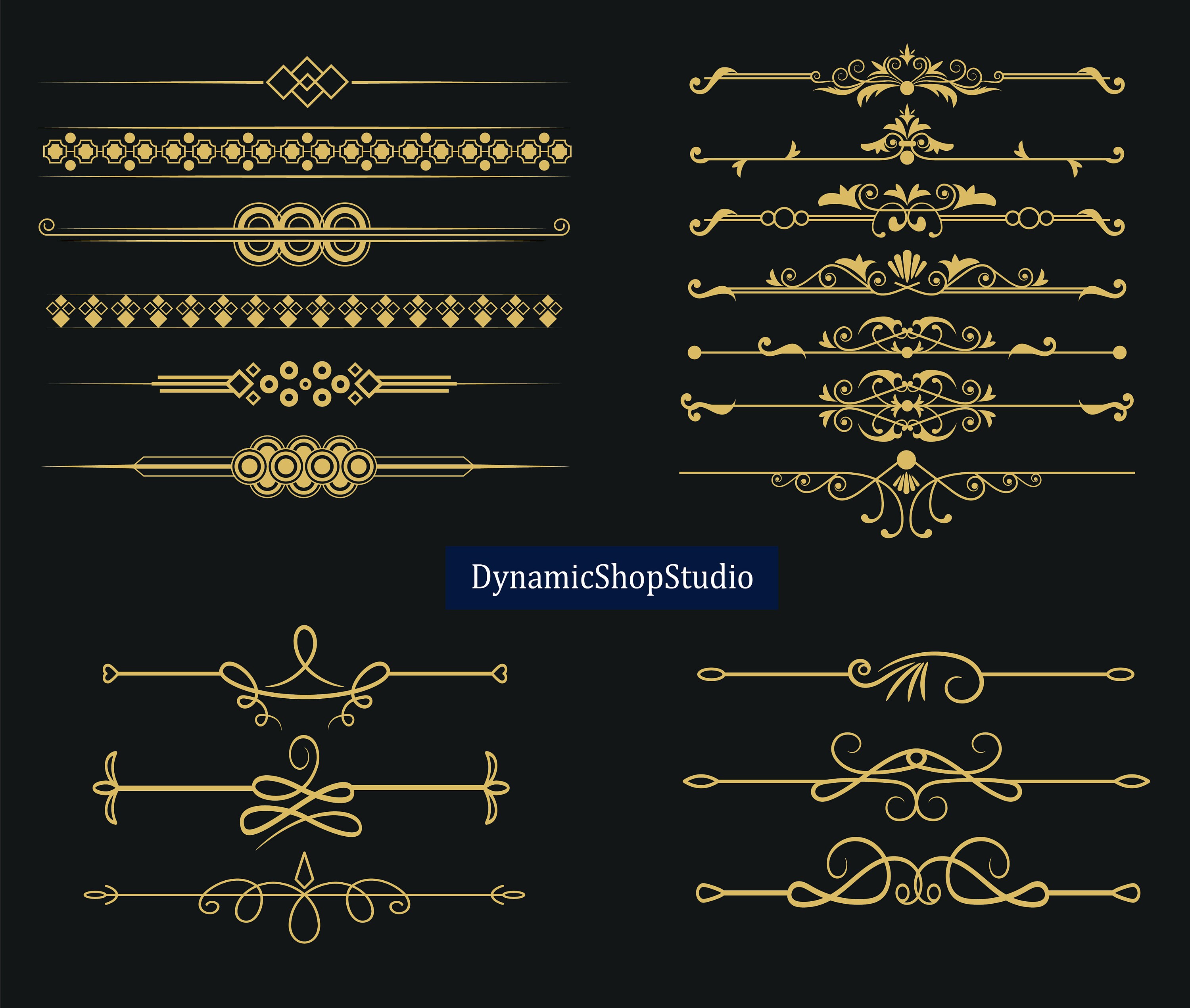 19 X Vintage Text Dividers, Decorative Elements, Dividers Borders SVG ...