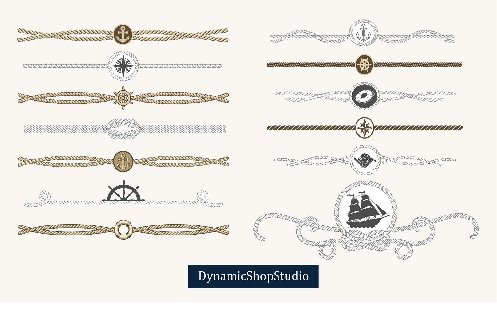 13 X Nautical Text Dividers, SVG, PNG, Nautical Rope Border, Nautical ...