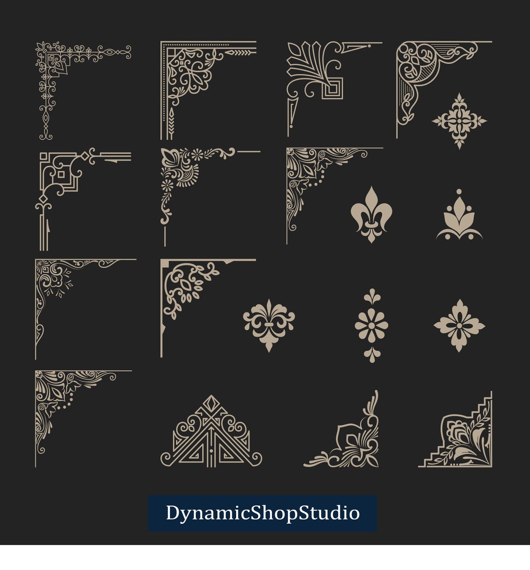 19 X Decorative Corner Elements, Corner Ornament SVG, Ornament Svg ...