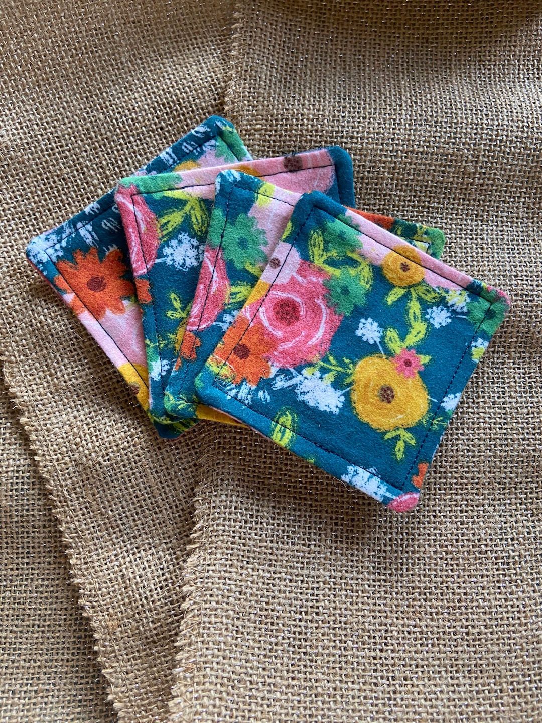 4 Pack - Reusable Facial Pads 100% Cotton Flannel | Facial Squares ...