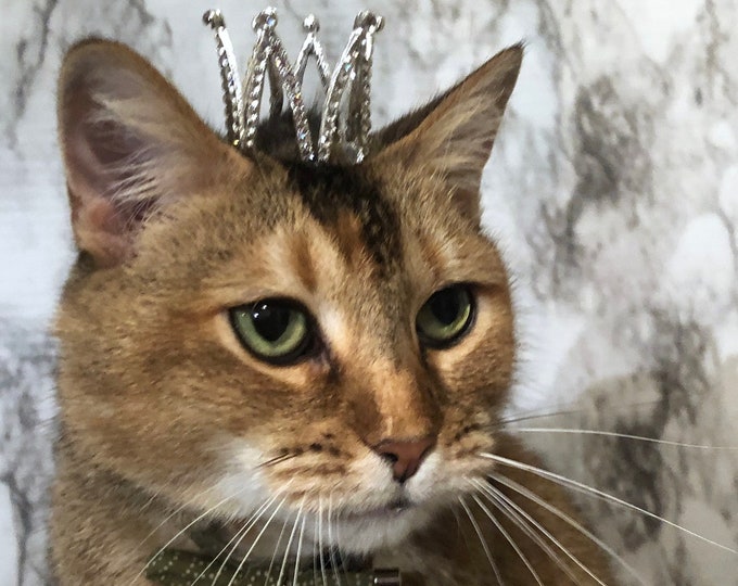 Silver Metal Cat Crown Cat King or Queen Crown for Cat, Crown for Dog ...