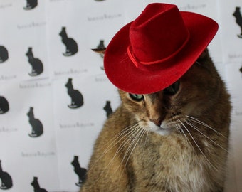 Mini-red Cowboy Cat Hat for Your Cat | Etsy