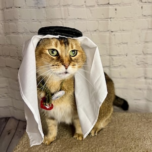White Shemagh Keffiyeh Mediterranean Arab for Cat - Mini for Pet - Cat ...
