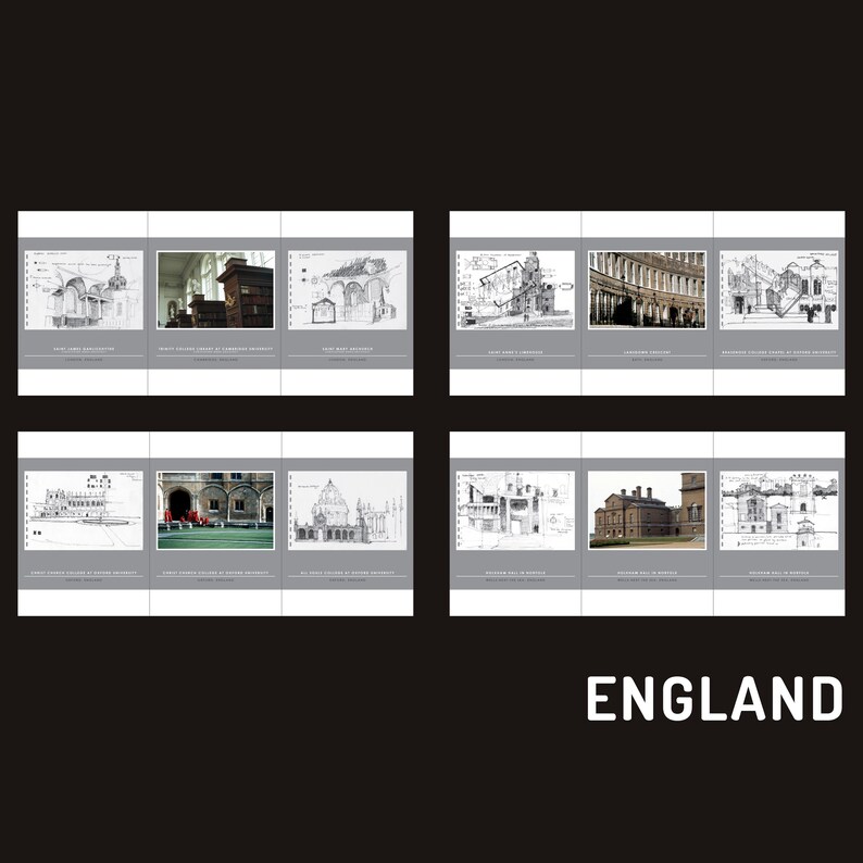 Four (4) England Travel Drawing and Photography Note Cards - Etsy