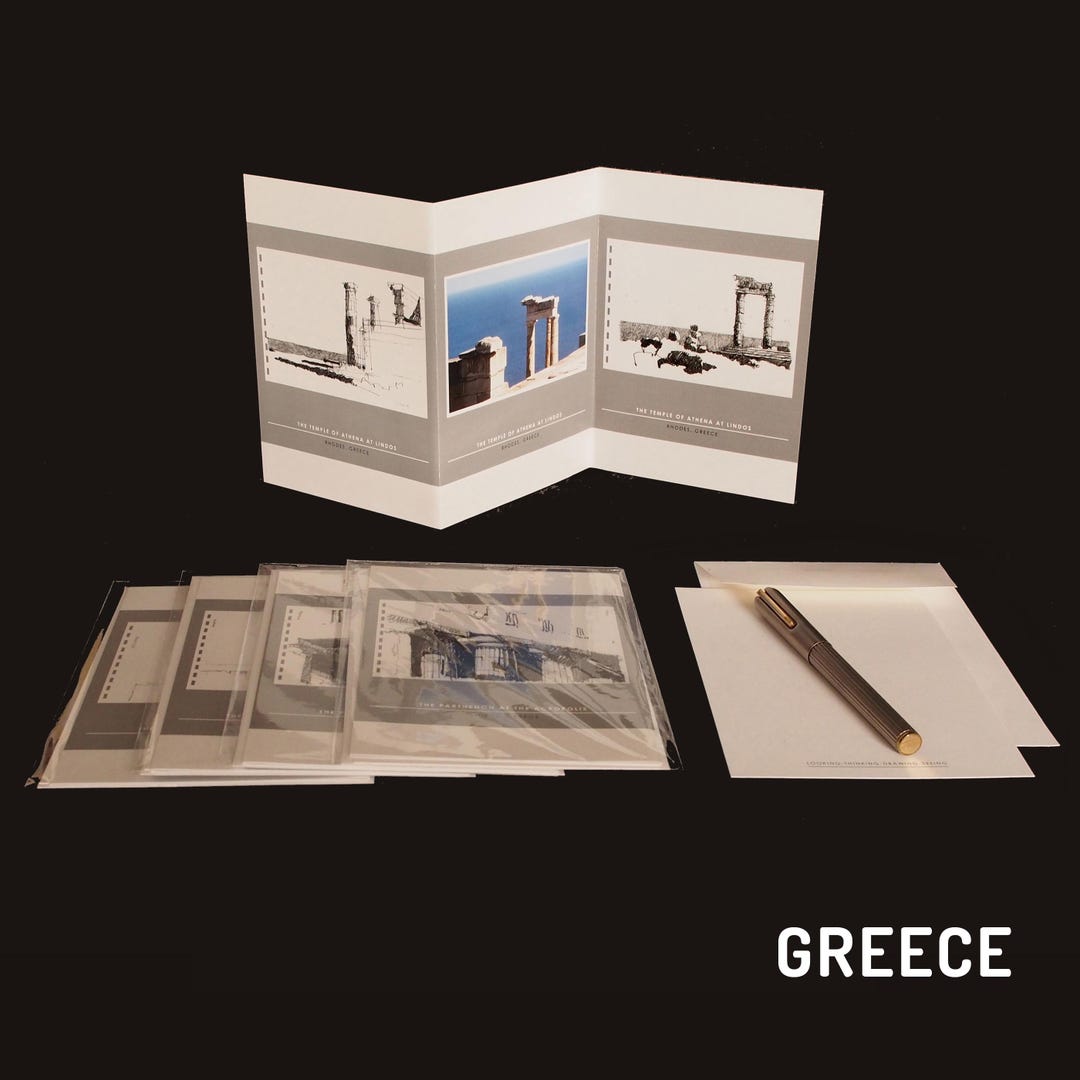 Four (4) Ancient Greek Travel Drawing and Photography Note Cards - Etsy