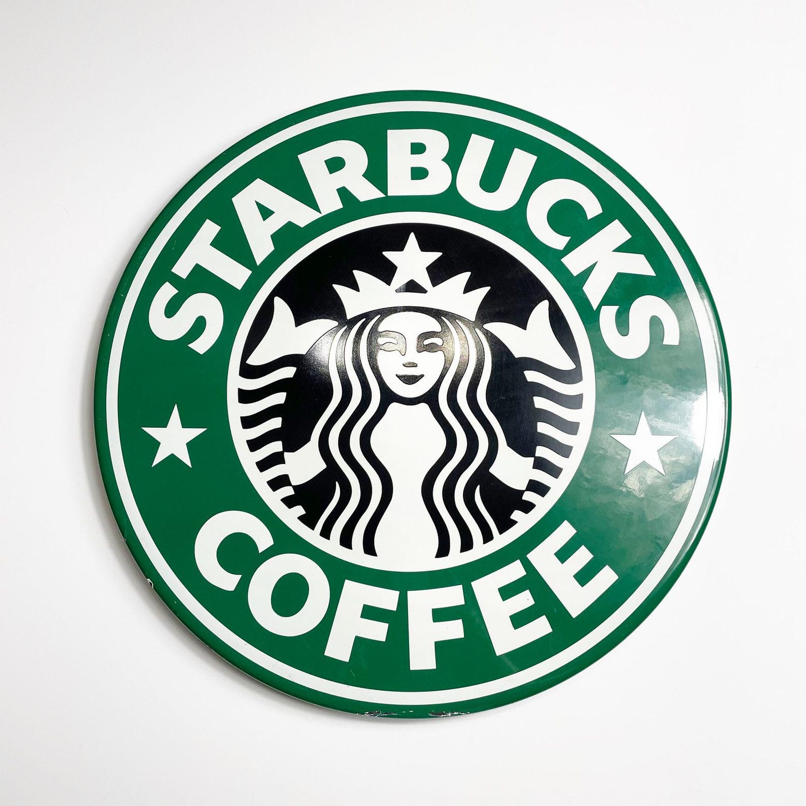 RARE Starbucks Coffee Mermaid Enamel Metal Indoor Outdoor 15 Round Sign ...