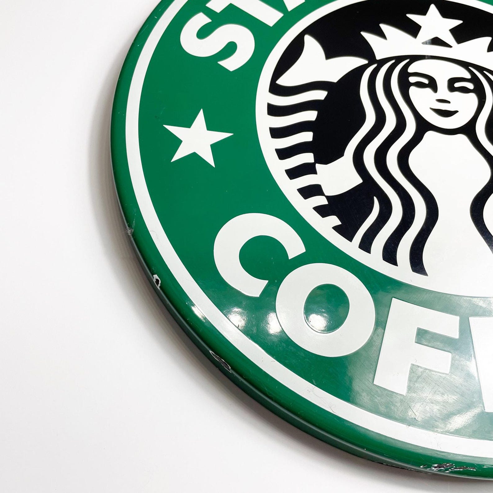 RARE Starbucks Coffee Mermaid Enamel Metal Indoor Outdoor 15 Round Sign ...