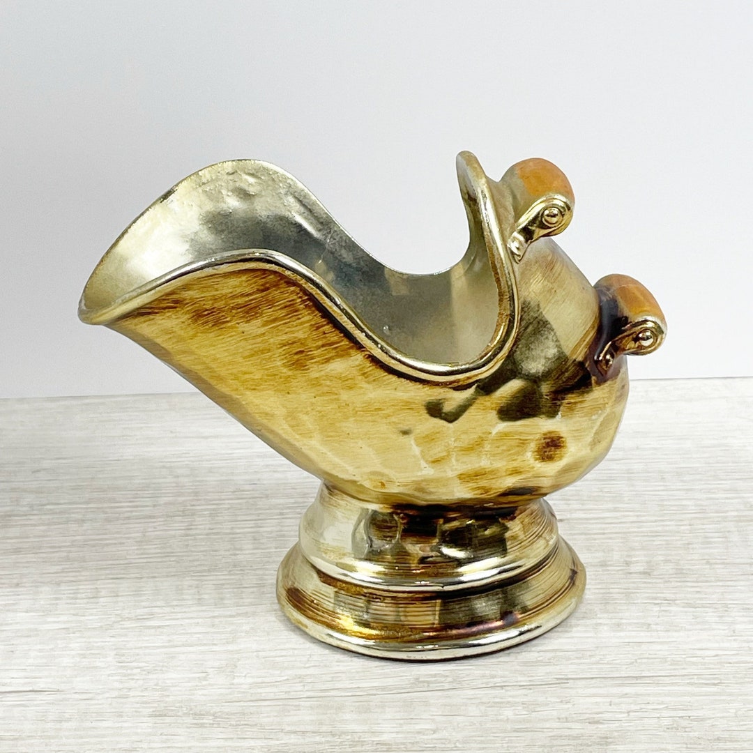 Vintage MCM Ardco Hammered Brass Coal Scuttle Planter Pedestal Taiwan 6 ...
