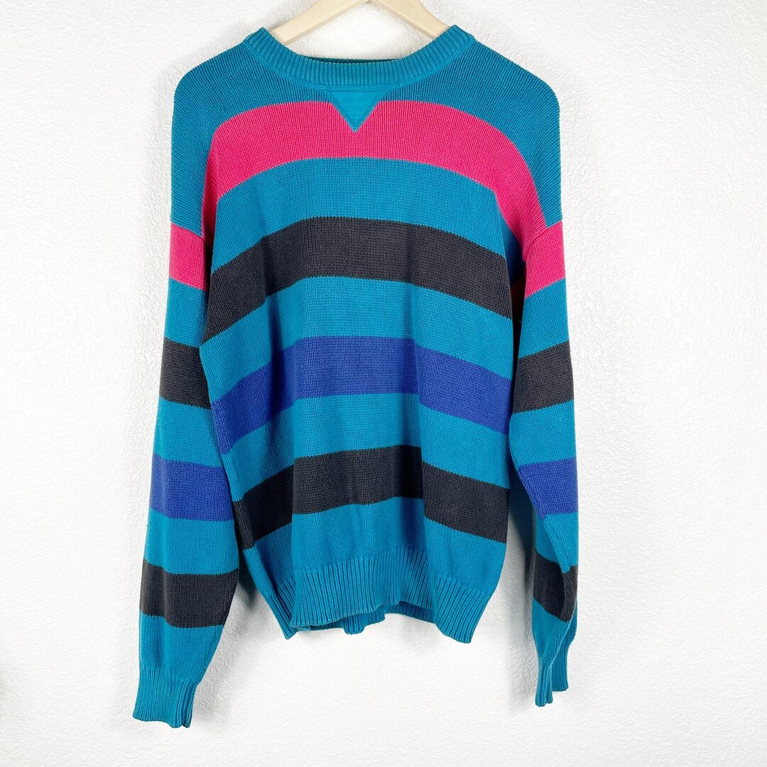 Vintage Cambridge Classics Men's Sweater Pullover Turquoise Stripe Size ...
