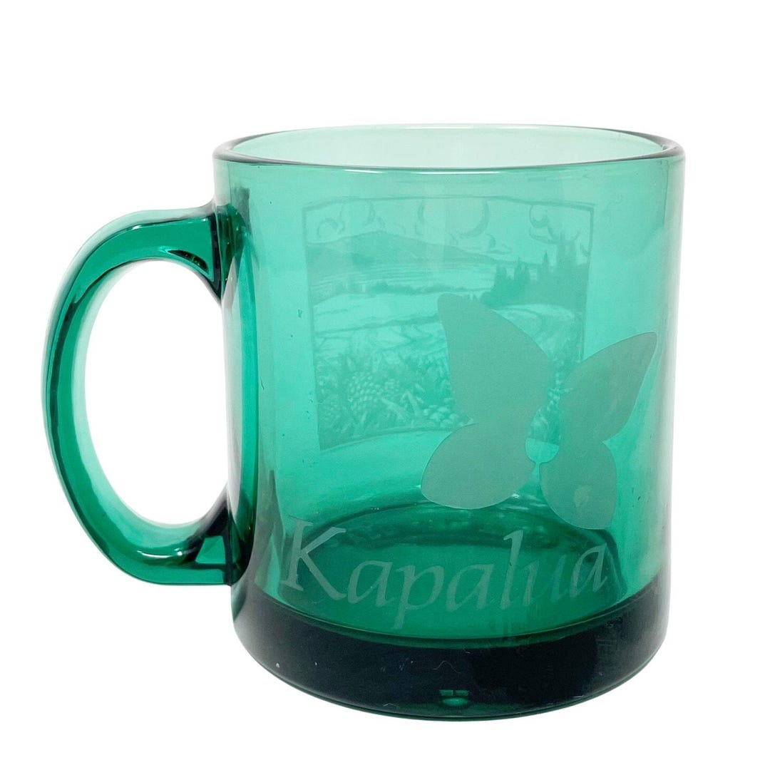 Vintage Kapalua Hawaii Emerald Green Glass Coffee Mug Made in USA ...
