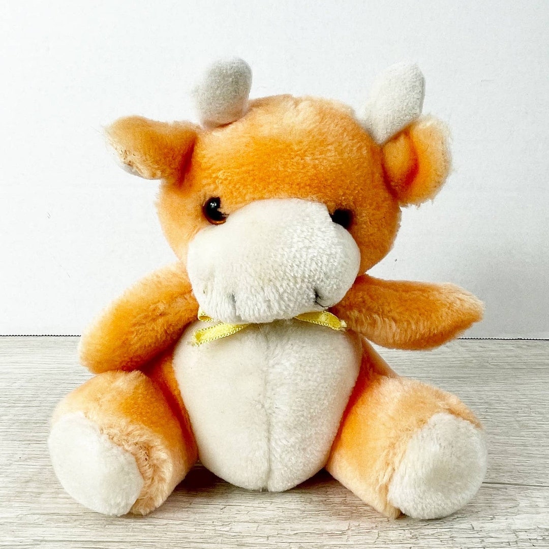 Vtg Applause Pastel Orange Cow Plush Stuffed Animal Rattle 1988 My ...