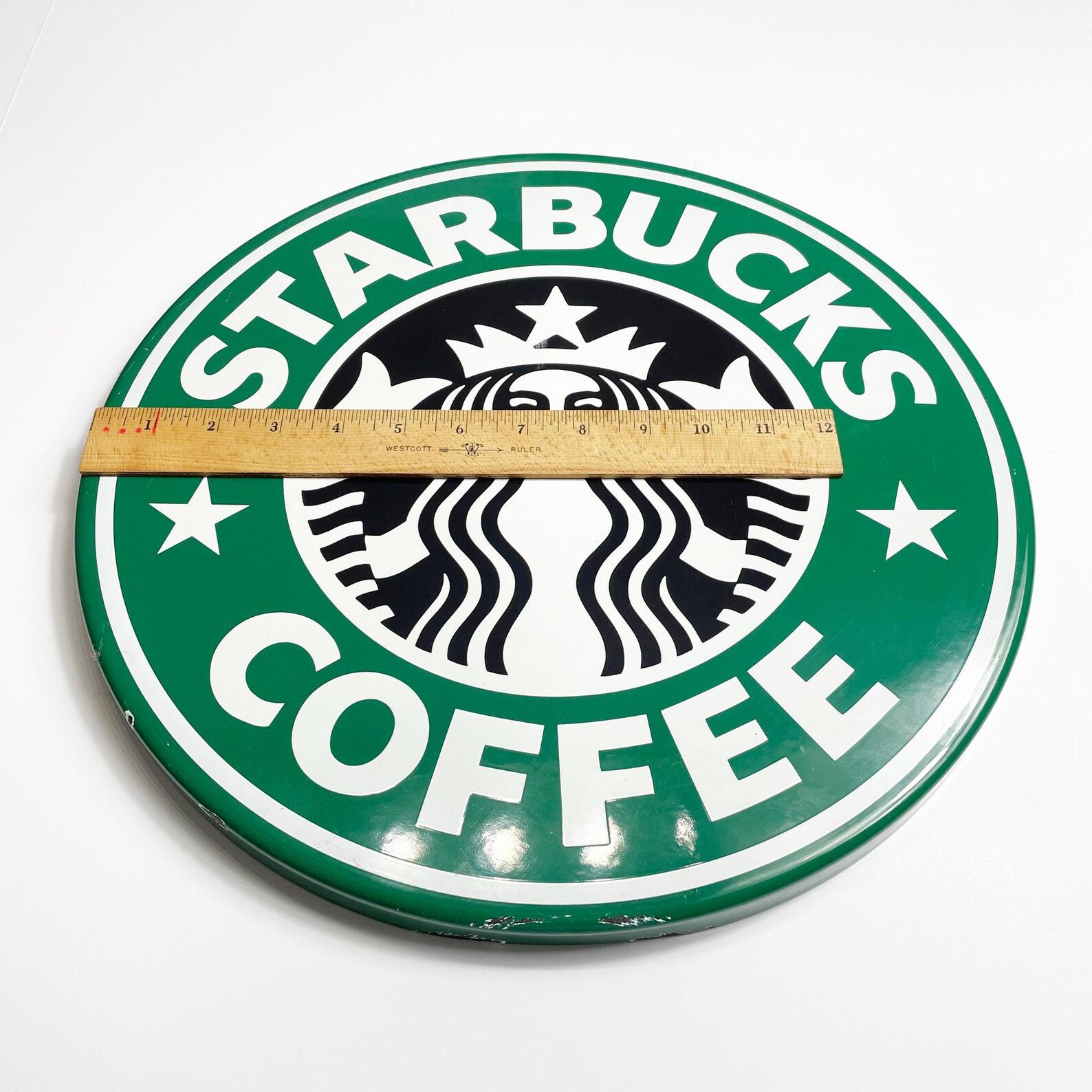 RARE Starbucks Coffee Mermaid Enamel Metal Indoor Outdoor 15 Round Sign ...