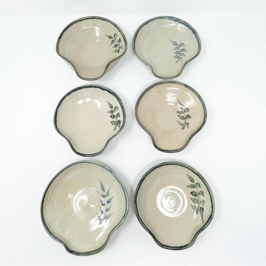 Studio Art J. Thorpe Pottery Dishes Set of 6 Shell Shape Flat Asian ...