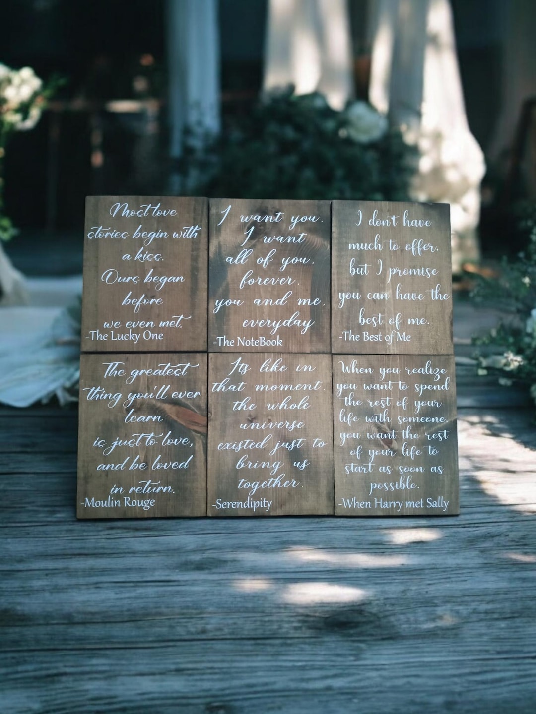 6 Piece Set of Wedding Aisle Signs, Love Movie Quotes, Set is 9x12 ...