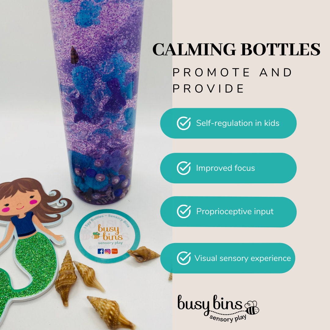 Mermaid Calming Sensory Bottle for Kids | Ocean Calm Down Tool ...