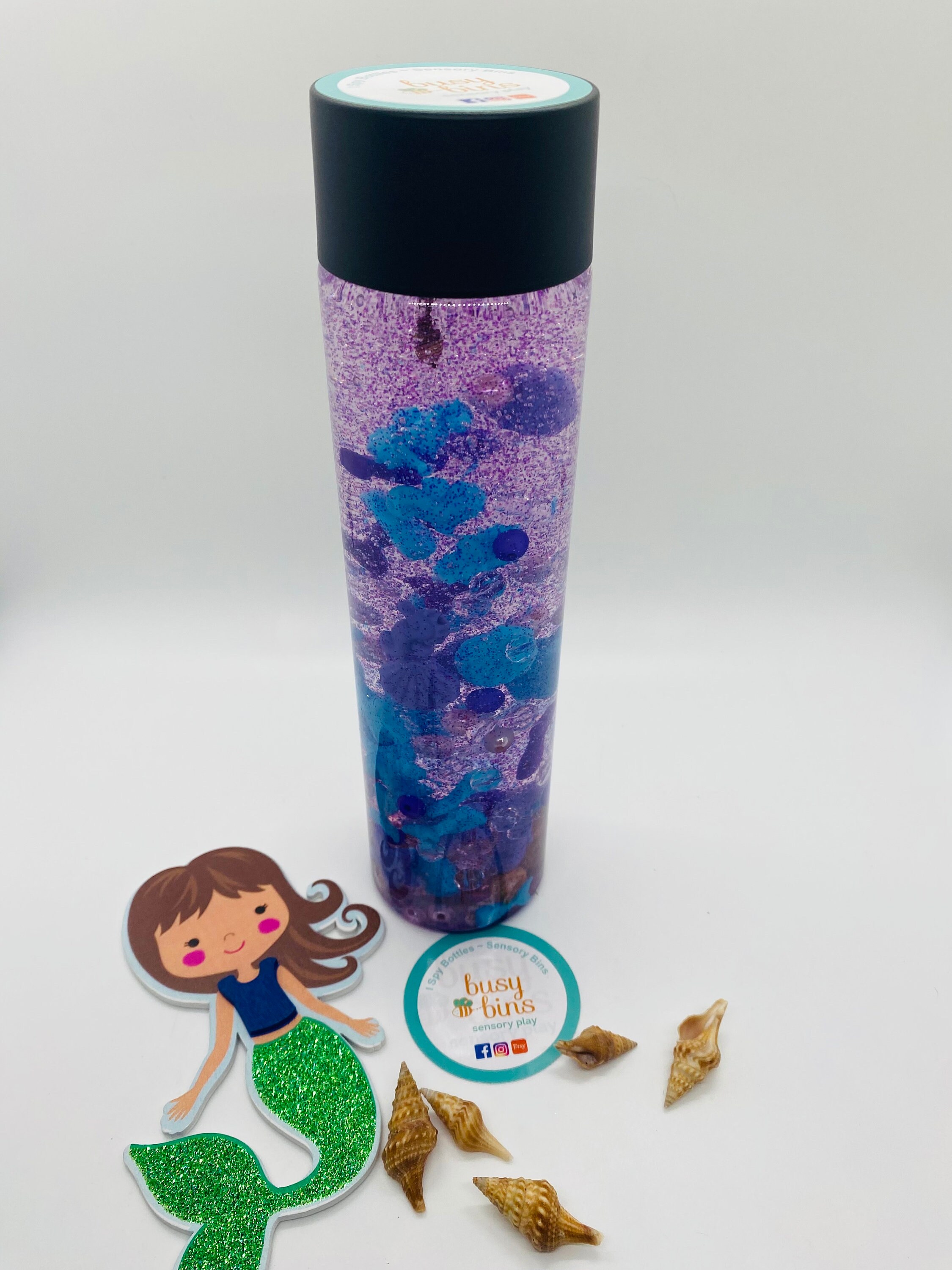 Mermaid Calming Sensory Bottle for Kids Ocean Calm Down Tool ...