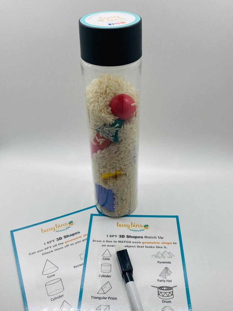 3D Shapes I Spy Sensory Bottle Geometry Activity Preschool Shapes ...