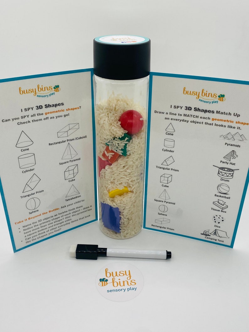 3D Shapes I Spy Sensory Bottle Geometry Activity Preschool Shapes ...