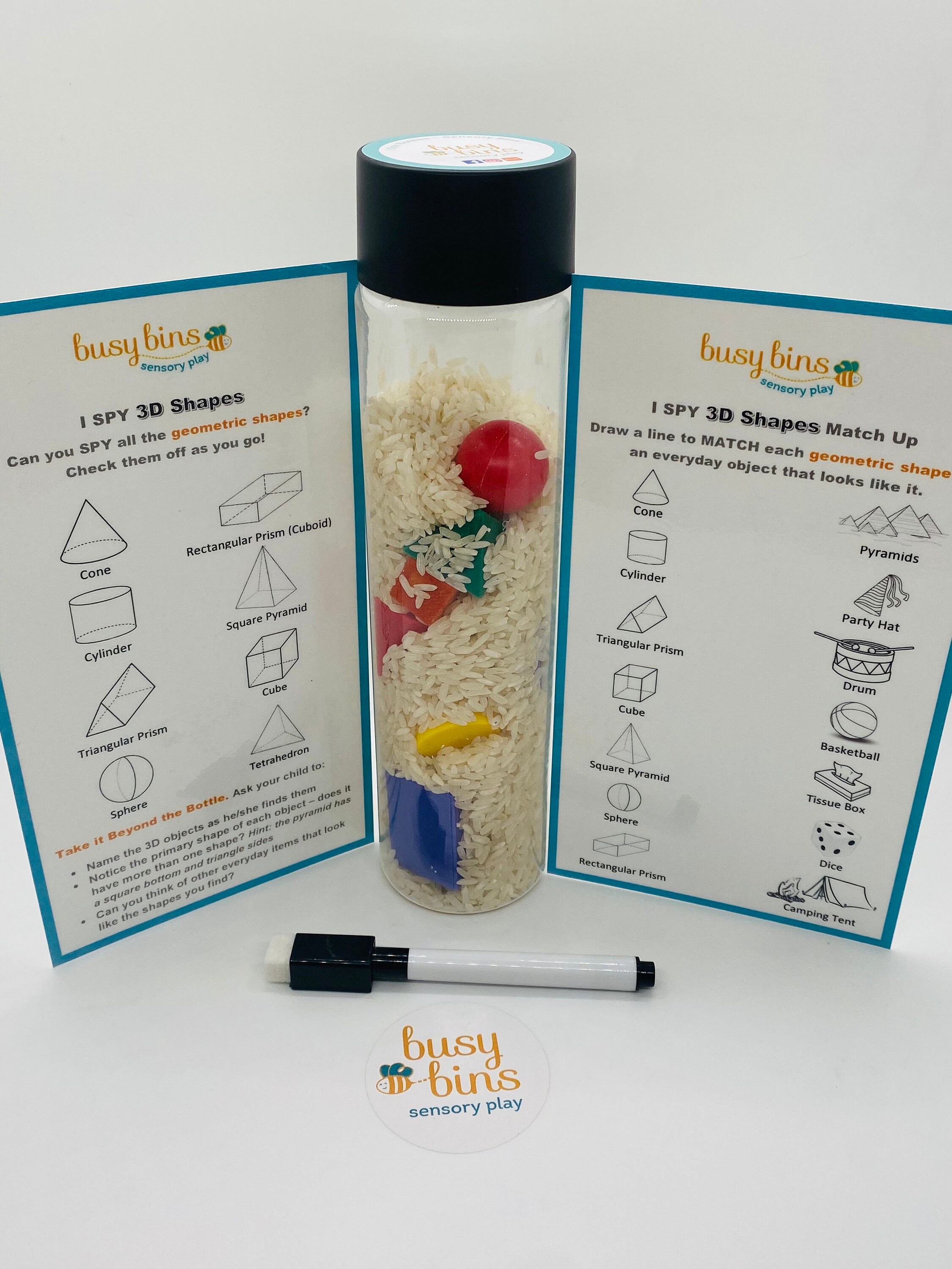 3D Shapes I Spy Sensory Bottle Geometry Activity Preschool Shapes ...