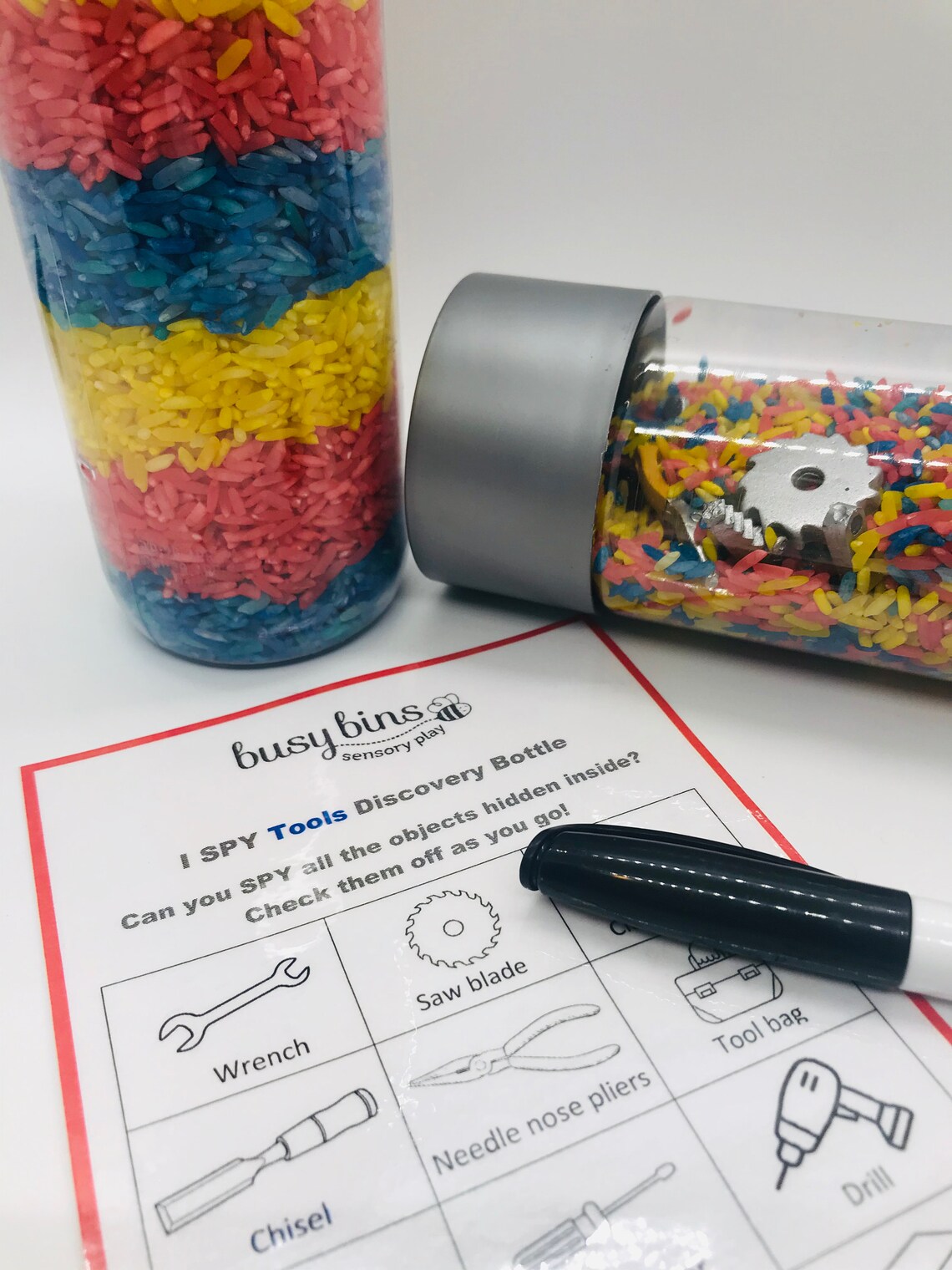 I Spy Tools Discovery Bottle Sensory Bottle With Activity - Etsy