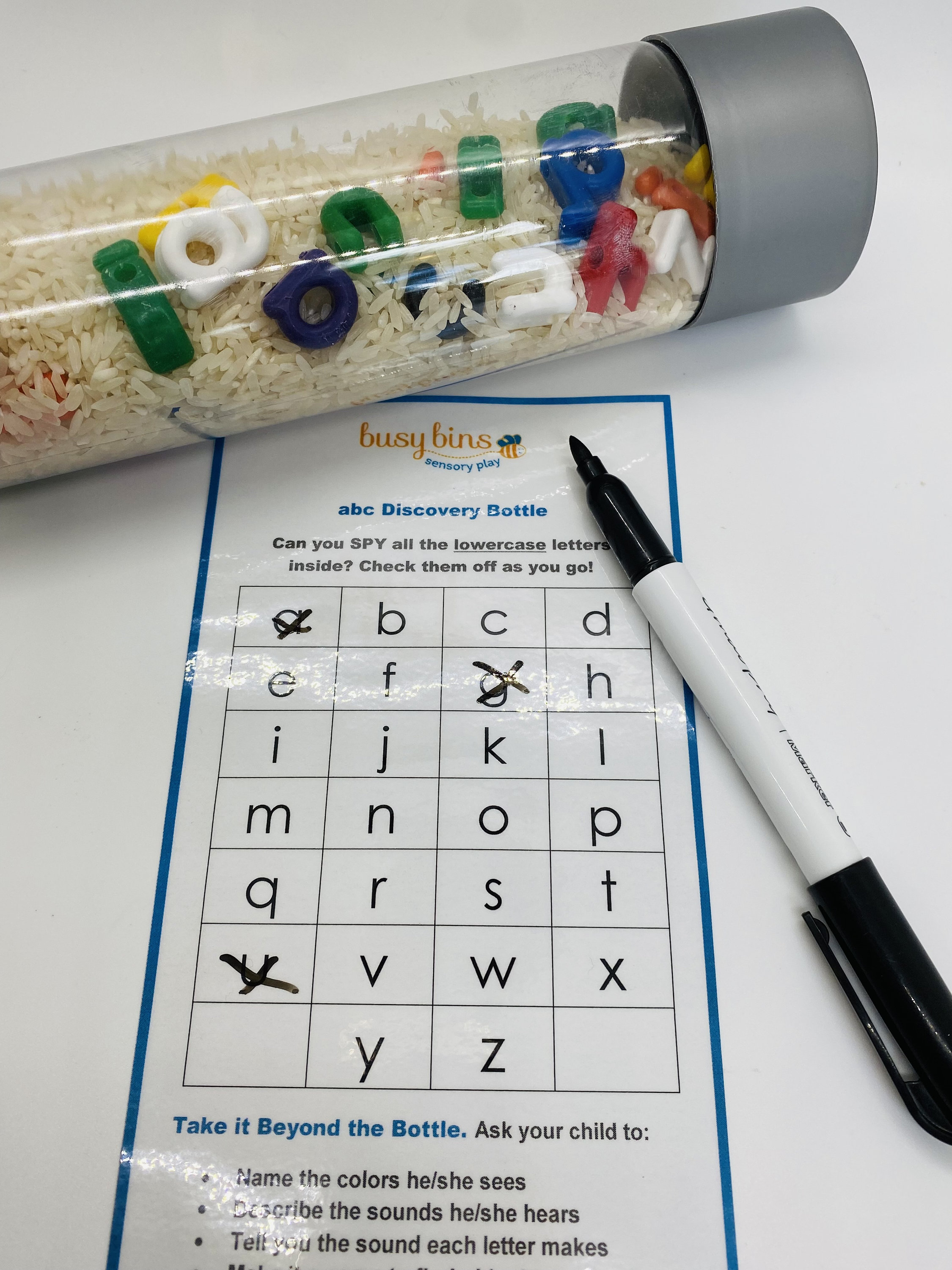 Abc Lowercase Letters Sensory Bottle I Spy Letters Sensory - Etsy