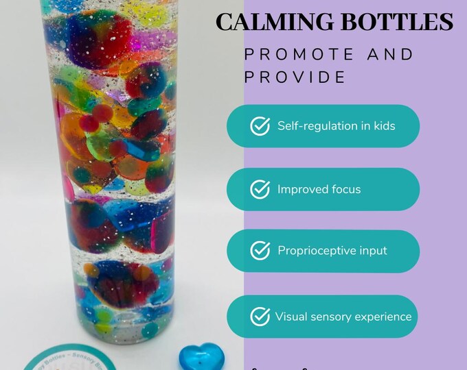Rainbow Hearts Calming Sensory Bottle for Kids | Calm Down Tool ...