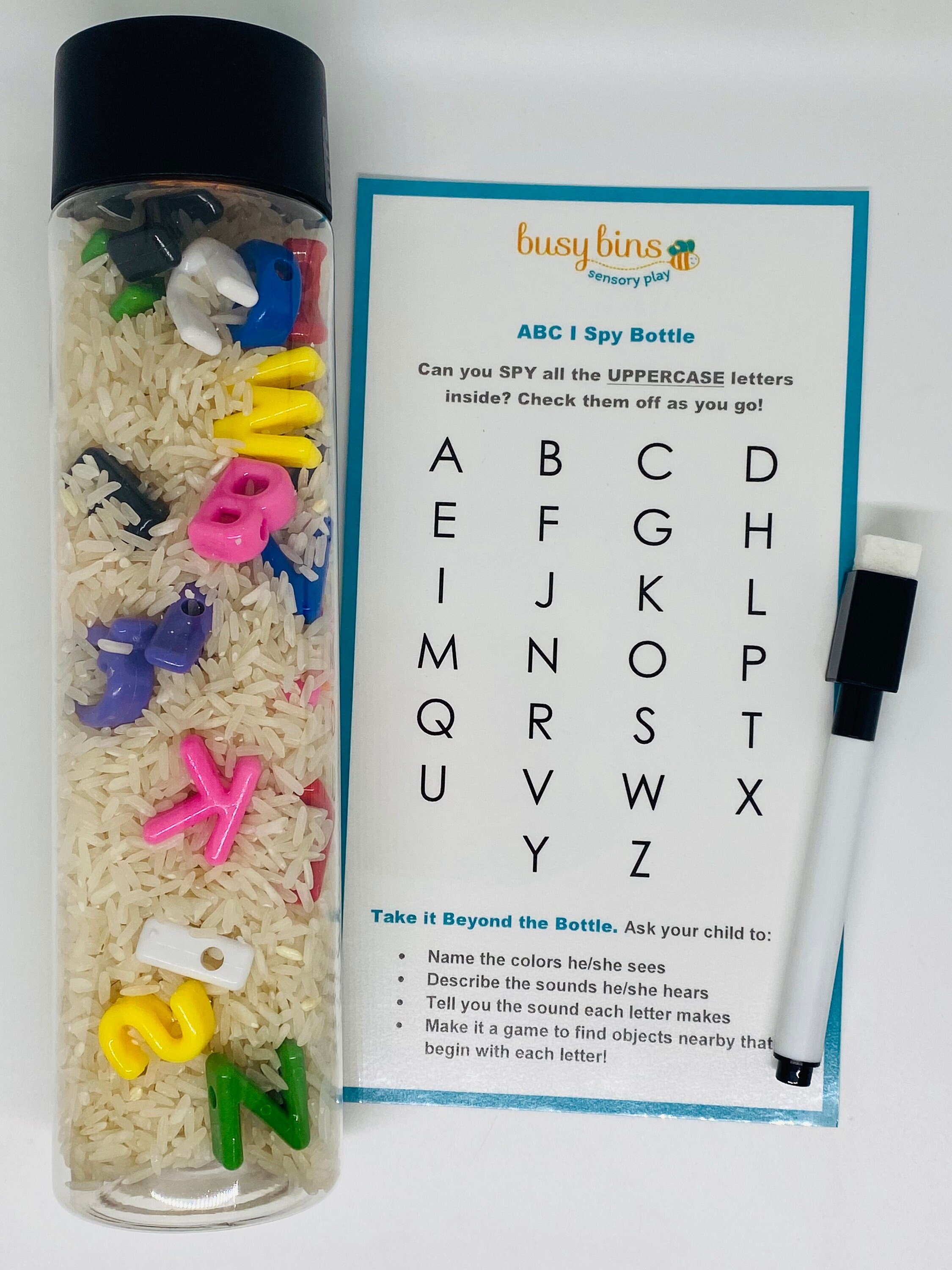 ABC Uppercase Letters Sensory Bottle I Spy Letters Preschool Activity ...