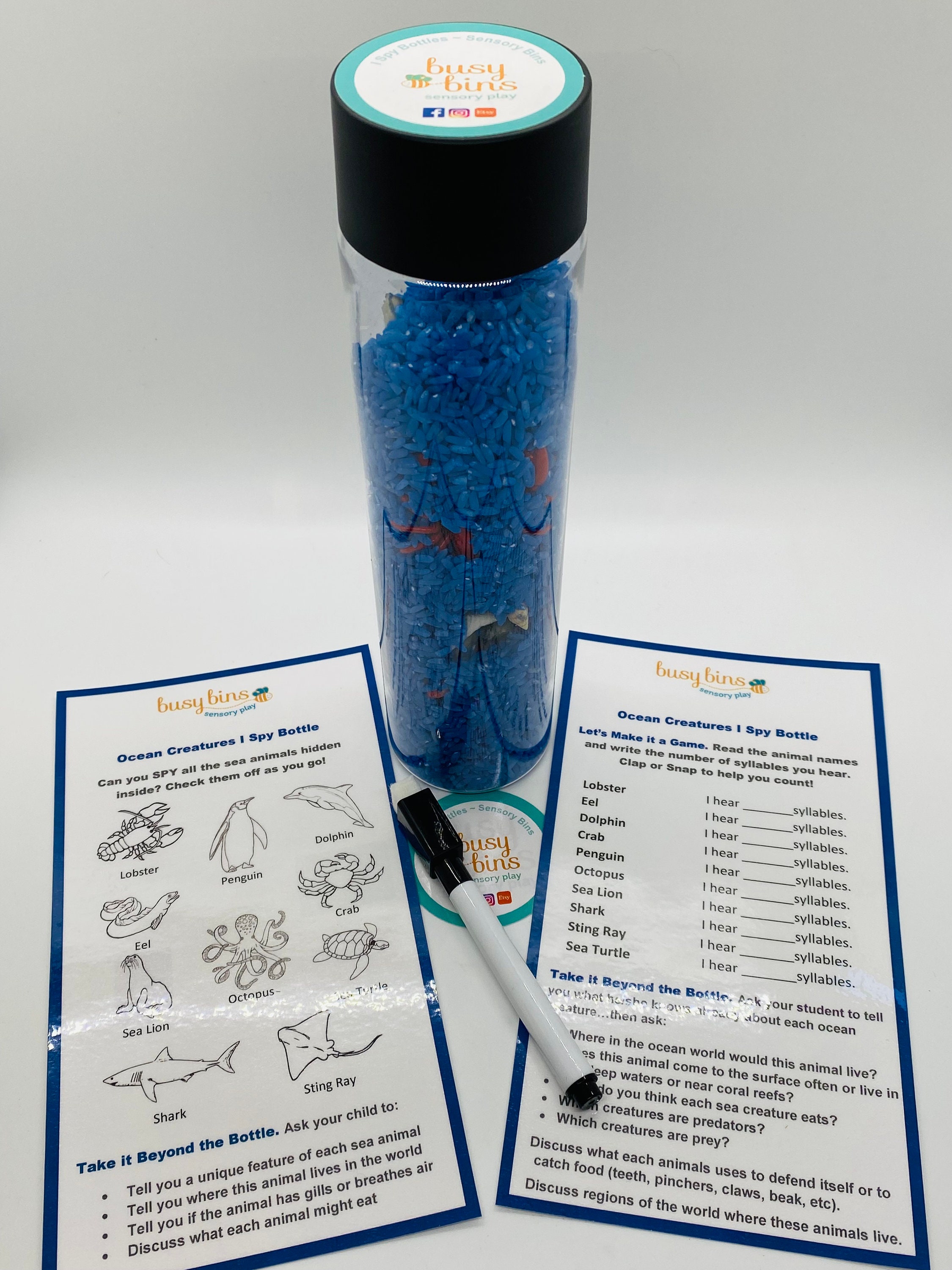 Ocean Animals I Spy Bottle Sea Life Animals I Spy Ocean Toy Under the ...